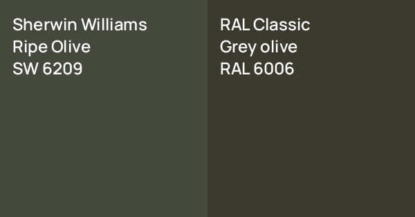 Sherwin Williams Ripe Olive vs. RAL Classic Grey olive comparison