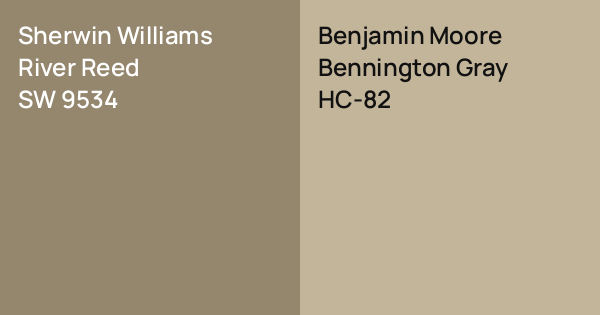 Sherwin Williams River Reed vs. Benjamin Moore Bennington Gray comparison