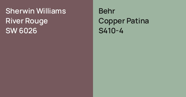 Sherwin Williams River Rouge vs. Behr Copper Patina comparison