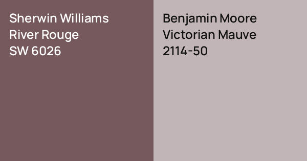 Sherwin Williams River Rouge vs. Benjamin Moore Victorian Mauve comparison