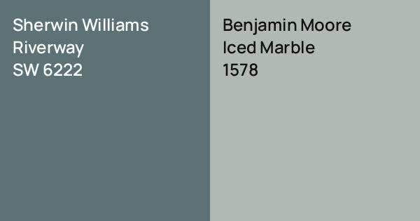 Sherwin Williams Riverway vs. Benjamin Moore Iced Marble comparison