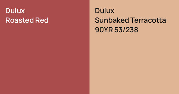 Dulux Roasted Red vs. Dulux Sunbaked Terracotta comparison