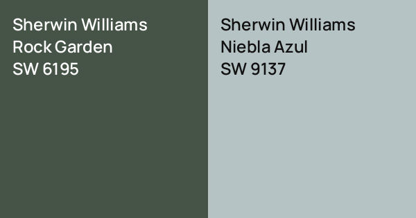 Sherwin Williams Rock Garden vs. Sherwin Williams Niebla Azul comparison