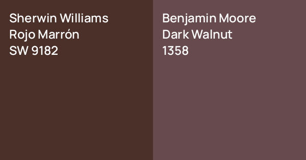 Sherwin Williams Rojo Marrón vs. Benjamin Moore Dark Walnut comparison