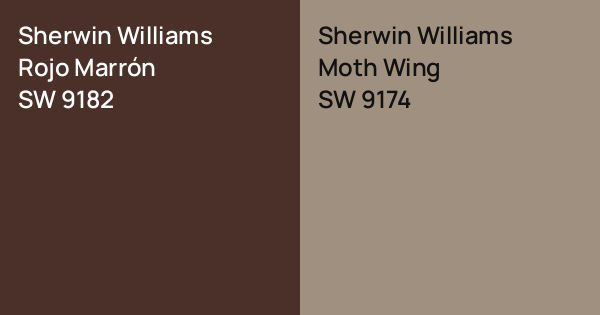 Sherwin Williams Rojo Marrón vs. Sherwin Williams Moth Wing comparison