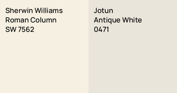 Sherwin Williams Roman Column vs. Jotun Antique White comparison