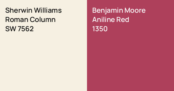 Sherwin Williams Roman Column vs. Benjamin Moore Aniline Red comparison