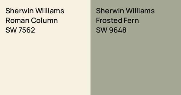 Sherwin Williams Roman Column vs. Sherwin Williams Frosted Fern comparison