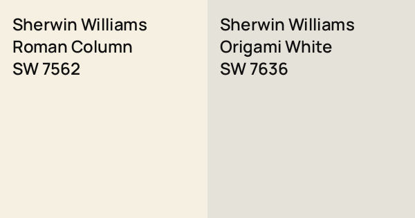 Sherwin Williams Roman Column vs. Sherwin Williams Origami White comparison