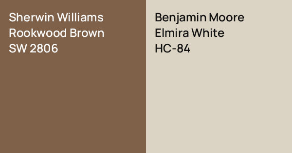 Sherwin Williams Rookwood Brown vs. Benjamin Moore Elmira White comparison