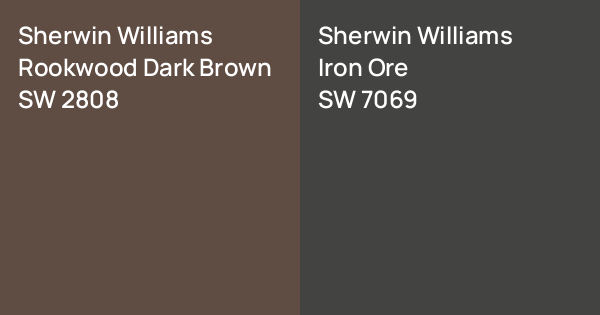 Sherwin Williams Rookwood Dark Brown vs. Sherwin Williams Iron Ore ...