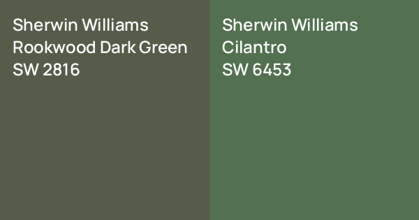 Sherwin Williams Rookwood Dark Green vs. Sherwin Williams Cilantro ...