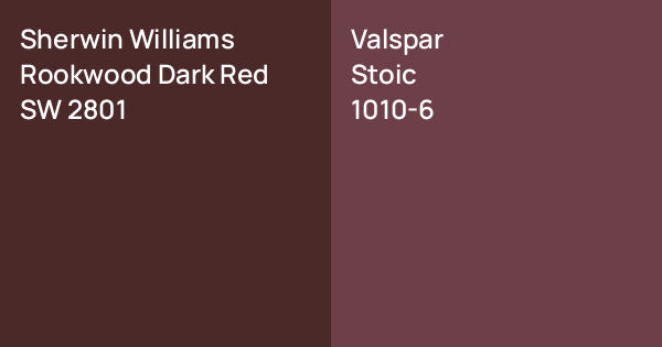 Sherwin Williams Rookwood Dark Red vs. Valspar Stoic comparison