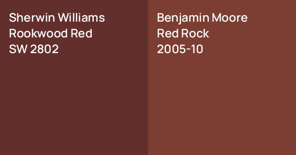 Sherwin Williams Rookwood Red vs. Benjamin Moore Red Rock comparison