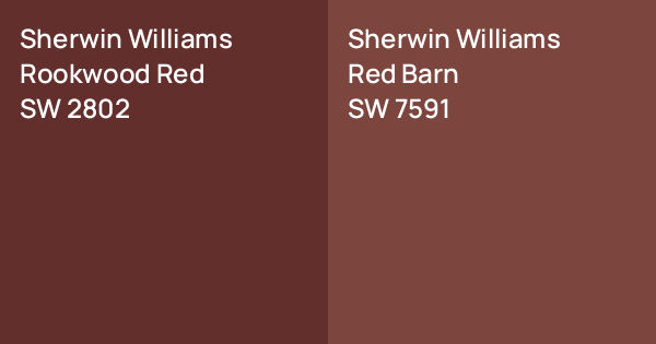 Sherwin Williams Rookwood Red vs. Sherwin Williams Red Barn comparison