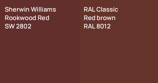 Sherwin Williams Rookwood Red vs. RAL Classic Red brown comparison