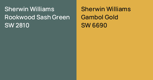 Sherwin Williams Rookwood Sash Green vs. Sherwin Williams Gambol Gold ...