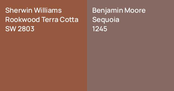 Sherwin Williams Rookwood Terra Cotta vs. Benjamin Moore Sequoia comparison