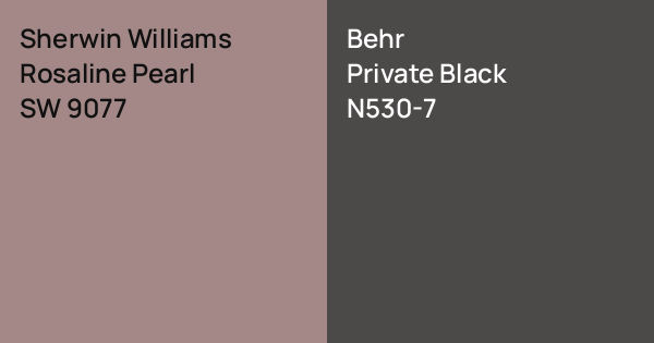Sherwin Williams Rosaline Pearl vs. Behr Private Black comparison
