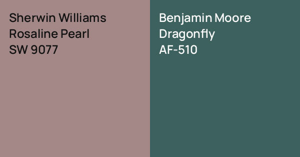 Sherwin Williams Rosaline Pearl vs. Benjamin Moore Dragonfly comparison