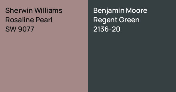 Sherwin Williams Rosaline Pearl vs. Benjamin Moore Regent Green comparison