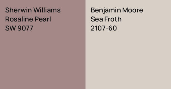 Sherwin Williams Rosaline Pearl vs. Benjamin Moore Sea Froth comparison