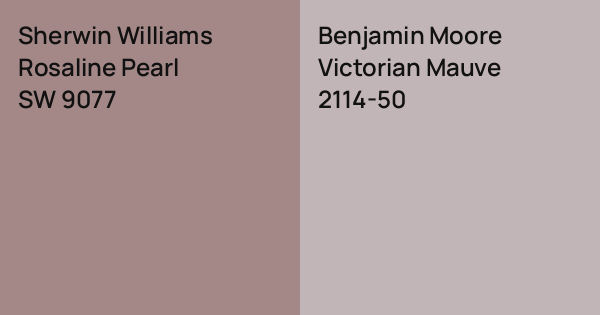 Sherwin Williams Rosaline Pearl vs. Benjamin Moore Victorian Mauve ...
