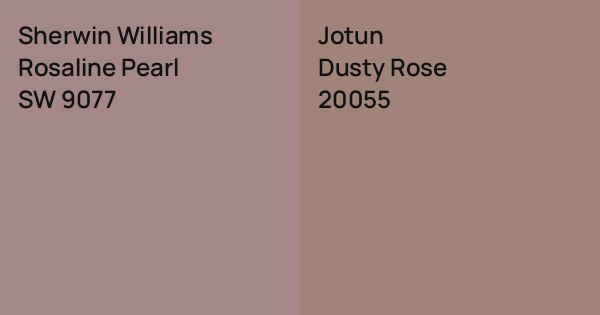 Sherwin Williams Rosaline Pearl vs. Jotun Dusty Rose comparison