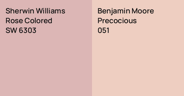 Sherwin Williams Rose Colored vs. Benjamin Moore Precocious comparison