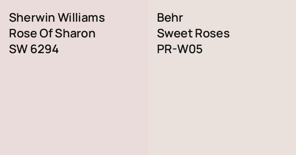 Sherwin Williams Rose Of Sharon vs. Behr Sweet Roses comparison
