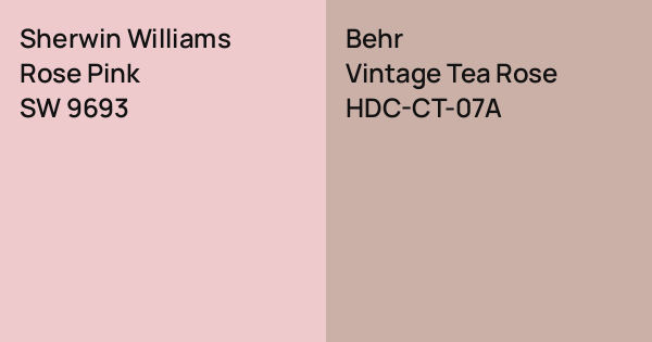 Sherwin Williams Rose Pink vs. Behr Vintage Tea Rose comparison