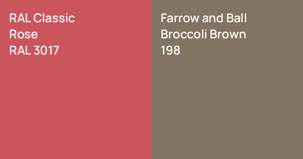 RAL Classic Rose vs. Farrow and Ball Broccoli Brown comparison