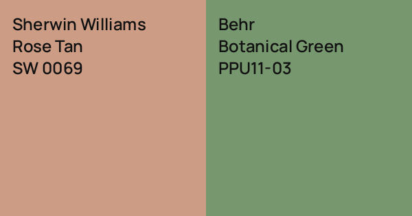 Sherwin Williams Rose Tan vs. Behr Botanical Green comparison