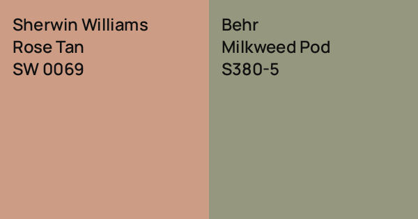 Sherwin Williams Rose Tan vs. Behr Milkweed Pod comparison
