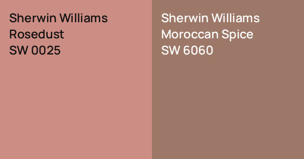 Sherwin Williams Rosedust vs. Sherwin Williams Moroccan Spice comparison