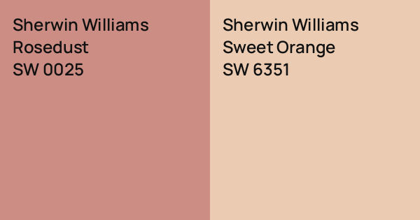Sherwin Williams Rosedust vs. Sherwin Williams Sweet Orange comparison