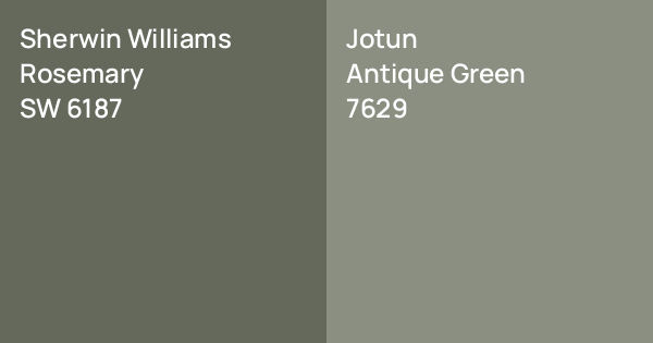 Sherwin Williams Rosemary vs. Jotun Antique Green comparison