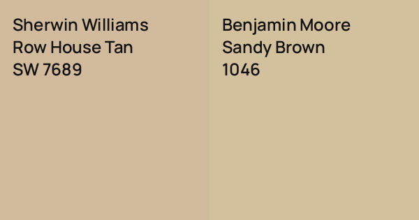 Sherwin Williams Row House Tan vs. Benjamin Moore Sandy Brown comparison