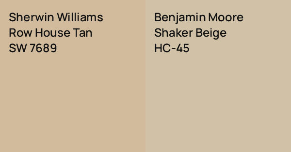 Sherwin Williams Row House Tan vs. Benjamin Moore Shaker Beige comparison