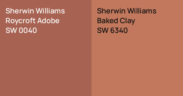 Sherwin Williams Roycroft Adobe vs. Sherwin Williams Baked Clay comparison