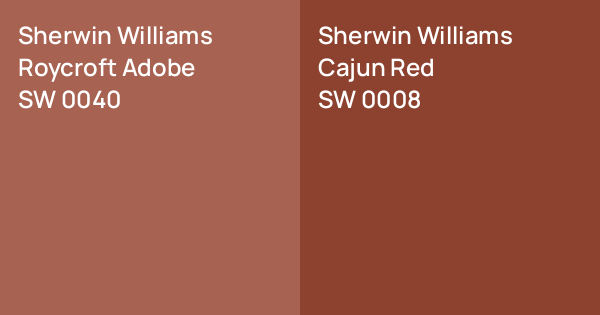 Sherwin Williams Roycroft Adobe vs. Sherwin Williams Cajun Red comparison