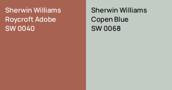 Sherwin Williams Roycroft Adobe vs. Sherwin Williams Copen Blue comparison