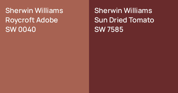 Sherwin Williams Roycroft Adobe vs. Sherwin Williams Sun Dried Tomato ...