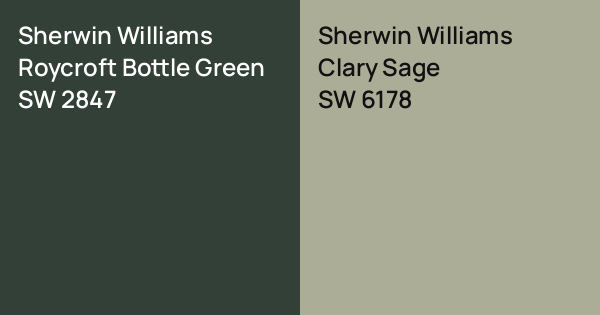 Sherwin Williams Roycroft Bottle Green vs. Sherwin Williams Clary Sage ...