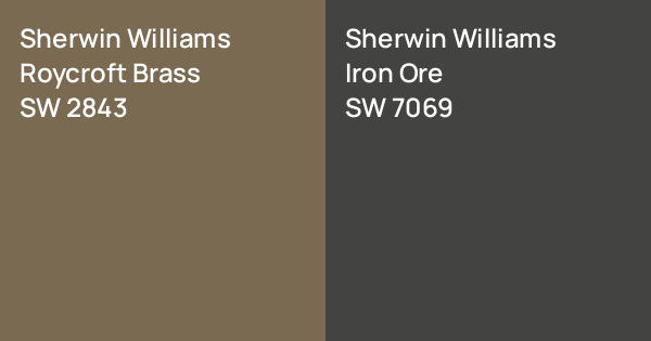 Sherwin Williams Roycroft Brass vs. Sherwin Williams Iron Ore comparison