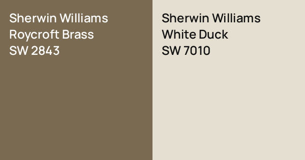 Sherwin Williams Roycroft Brass vs. Sherwin Williams White Duck comparison