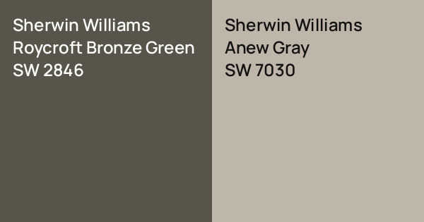 Sherwin Williams Roycroft Bronze Green vs. Sherwin Williams Anew Gray ...