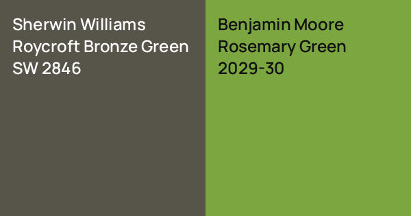 Sherwin Williams Roycroft Bronze Green vs. Benjamin Moore Rosemary ...