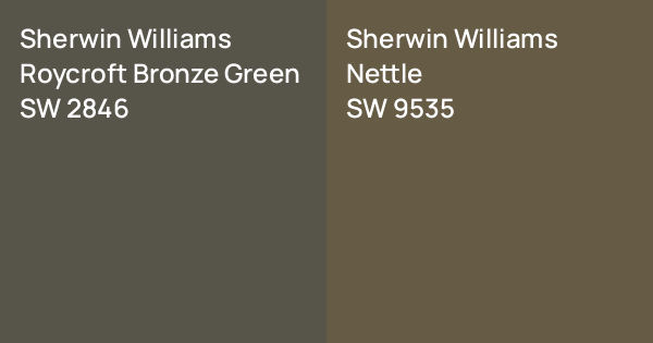 Sherwin Williams Roycroft Bronze Green vs. Sherwin Williams Nettle ...