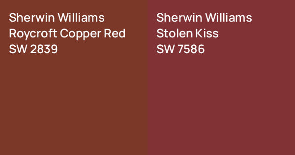 Sherwin Williams Roycroft Copper Red vs. Sherwin Williams Stolen Kiss ...